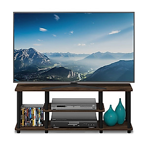 Furinno Turn-N-Tube No Tools 3D 3-Tier Entertainment TV Stand up to 50 inch TV, Round Tubes, Columbia Walnut/Black
