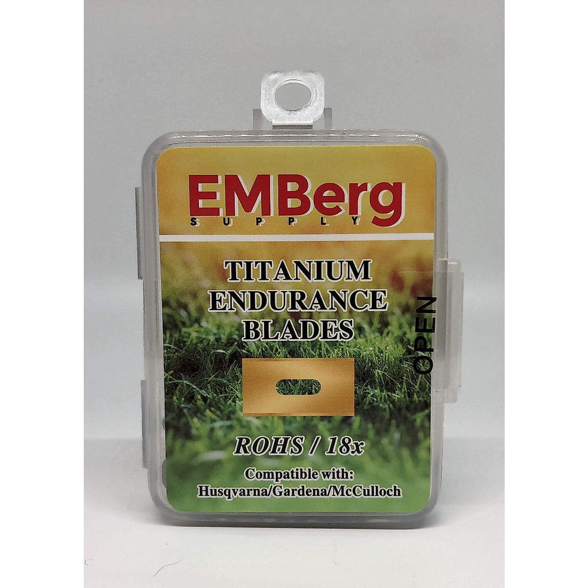 EMBerg Endurance Blades (18 Pack) for Husqvarna Automower Gardena McCulloch Robotic Lawnmower Mowing Lawn Mower Robo Robot Accessories Replacement Blade for 315 430 435 450 Others. (Titanium Coated)