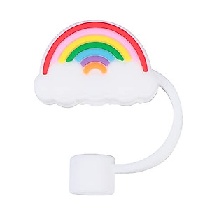 Abaodam 2Pcs Silicone Straw Tips Cover Reusable Silicone Straw Toppers Rainbow Styles