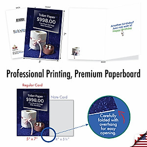 NobleWorks - Funny Happy Birthday Card with Envelope - Hilarious Quarantine, Toilet Paper Humor Greetings - Free Pearl Earrings C3708BDG
