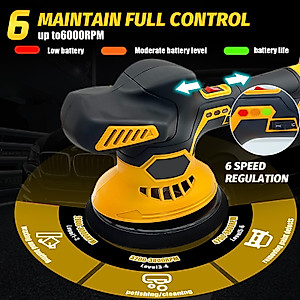 Cordless Car Buffer Polisher for Dewalt 20V Battery, Polishers and Buffers with 6 Variable Speed Up to 6000RPM, Cordless Polisher for Car Detailing/Polishing/Waxing(Battery Not Included)