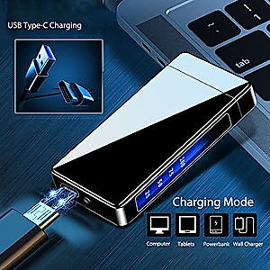 Dual Arc Plasma Lighter Windproof USB Rechargeable Flameless Lighter with LED Battery Indicator and Touch Sensor Switch (ICE Black)