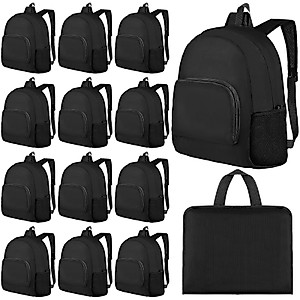 Reginary 24 Pcs Backpack 17" Backpacks Foldable Lightweight Bookbags Student Outdoor Travel School Book Bag with Storage Bag (Black)