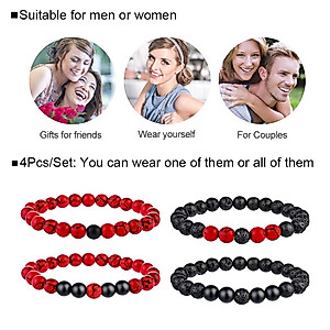 MJartoria BFF Bracelets for 2- Beaded Matching Bracelets Adjustable Strand Best Friends Bracelet Handmade Natural Stone Friendship Bracelets Jewelry Gifts for Women Couples