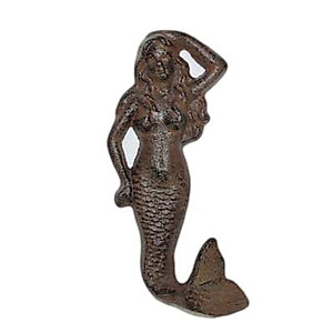 Mermaid Cast Iron Nautical Wall Hook Set of 2