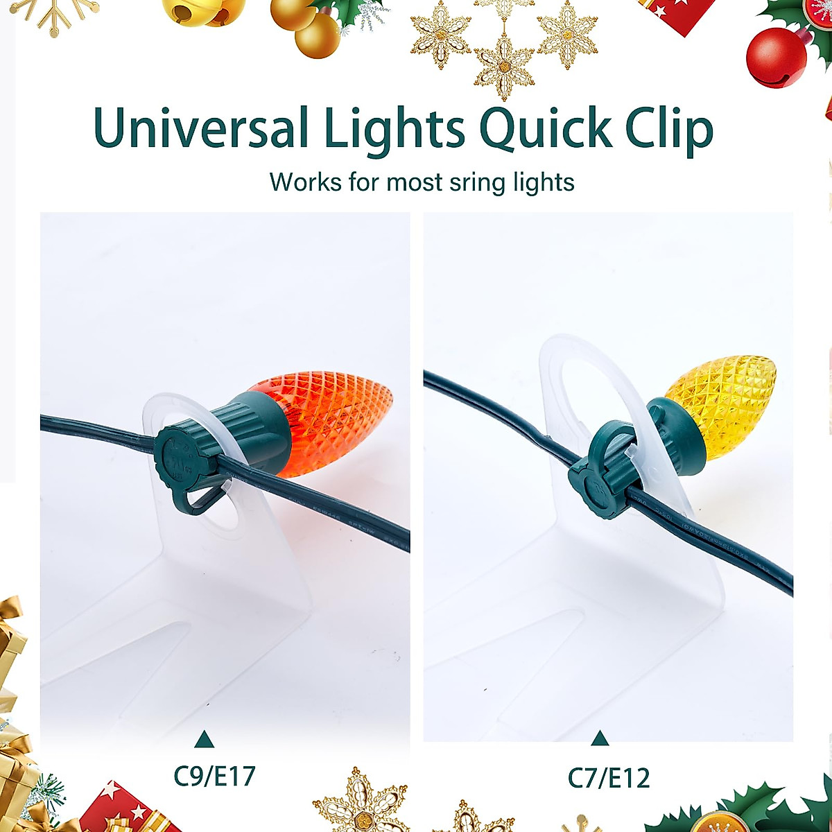 Brightown Pack of 200 Original Shingle Tab for C7 C9 Lights, Christmas Light Clips for Holiday String Light Outdoor