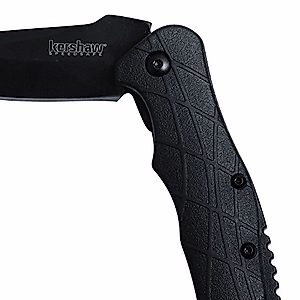 Kershaw RJ Tactical 3.0 Pocketknife, 3" 8Cr13MoV Stainless Steel Drop Point Plain Edge Blade, One-Handed Assisted Flipper Opening EDC,Black