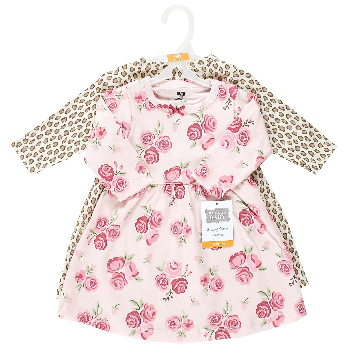 Hudson Baby Infant and Toddler Girl Cotton Dresses, Blush Rose Leopard, 5 Toddler