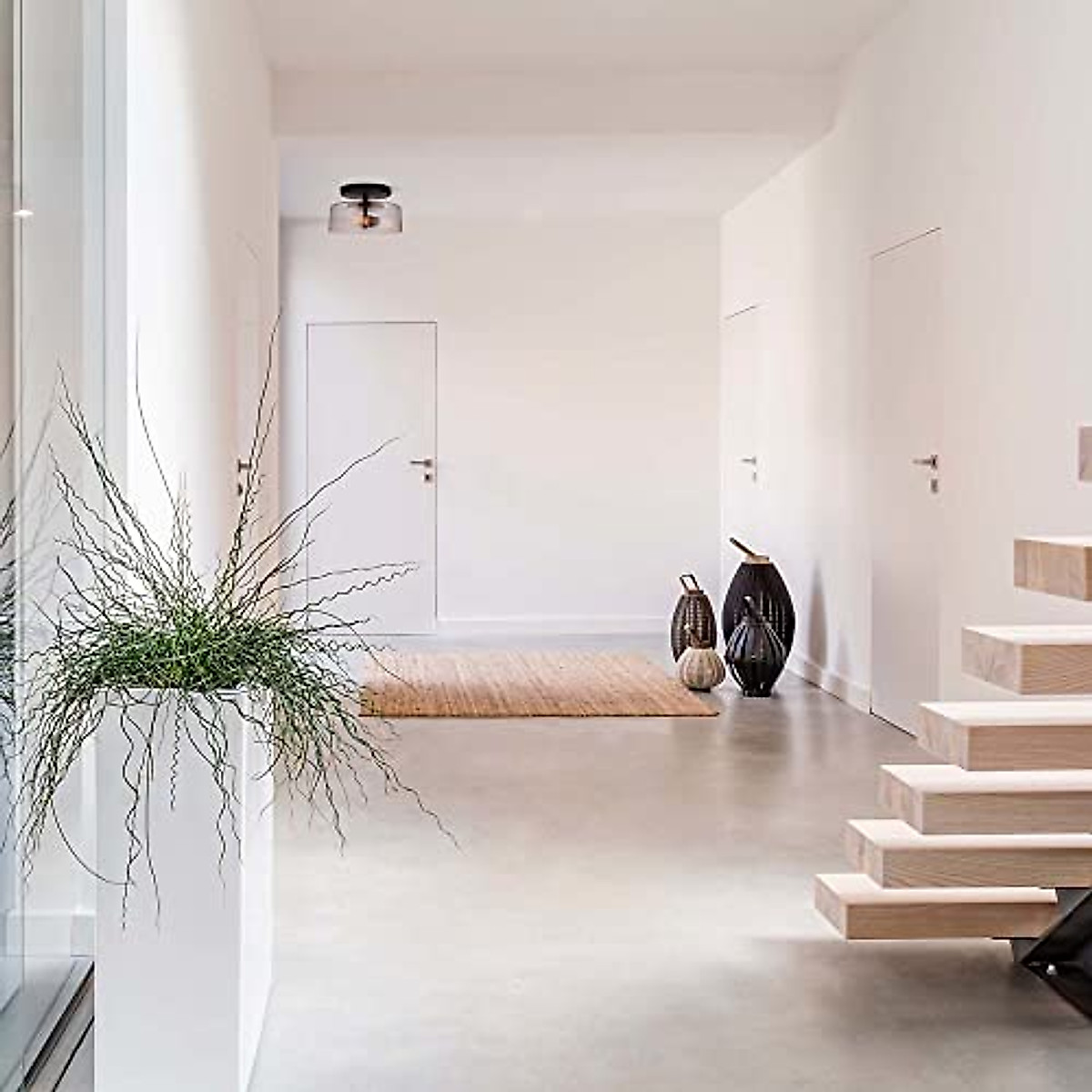 Globe Electric 61268 3-Light Flush Mount Ceiling Light, Matte Black, Clear Glass Shade, Vintage Edison Incandescent Bulbs Included, Home Improvement, E26 Bulb, Flush Mount Ceiling Light Fixture