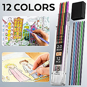 Nicpro 14 PCS Pastel Mechanical Pencil Set in Case, Cute Art Pencils Bulk 0.5 & 0.7 & 0.9 mm & 2mm Graphite Lead Holder, (2B HB Colors) Lead Refills, Erasers For School Drafting Sketching Drawing