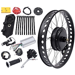 TQSHOoP 26" E-Bike Conversion Kit, 48V 1500W Electric Bike Rear Wheel Hub Motor Conversion Kit with LCD Display, Electric Bicycle Hub Motor Kit for Fat Tire
