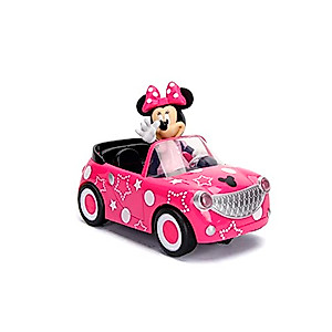 Disney Junior 7.5" Minnie Mouse Roadster RC Remote Control Car Pink 27MHz, Toys for Kids , Pink With Stars and Polka Dots