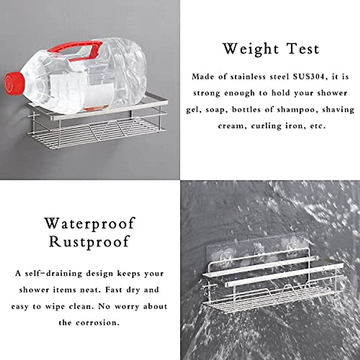 BUPWHEK Shower Caddy Bathroom Storage Organizer Rack (2Pack) with 1Soap Dish,No Drilling Adhesive Shower Shelf,Sliver Bathroom Basket Shelves with Hooks,Rustproof Stainless Steel (3Pack Sliver)