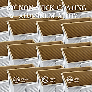 Marimer FOR BAKE Non-Stick Pullman Loaf Pan with Cover - 450g Golden Aluminum Alloy Bread Box for Perfect Toasts - 1lb Dough Capacity - Bake Like a Pro!