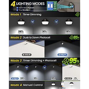 YARBO 80W LED Barn Light 60W 40W Switchable, 5000K/4000K/3000K Adjustable,12000LM Barn Lights Outdoor with Timer Dimming, Dusk to Dawn Outdoor Light with Photocell for Barn/Security/Yard/Garage/Street