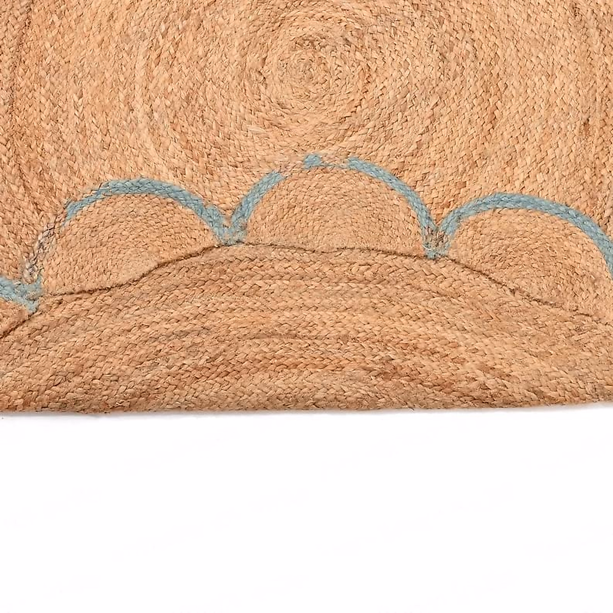 4x4, 5x5, 6x6, Natural Jute Scallop Round Rug, Floor Scalloped Edge Rug Braided Boho Eco Large Circular Handmade Area Rugs (6x6 Ft Round Rug)