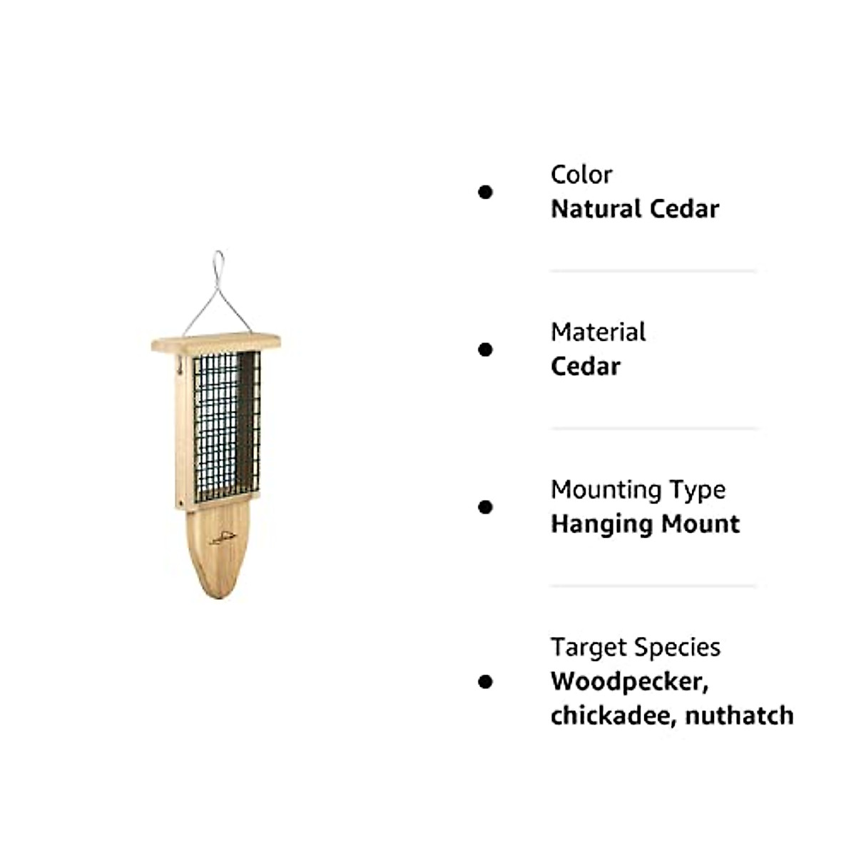 Kettle Moraine Cedar Double Suet Cake Tail Prop Suet Bird Feeder with Hanging Cable
