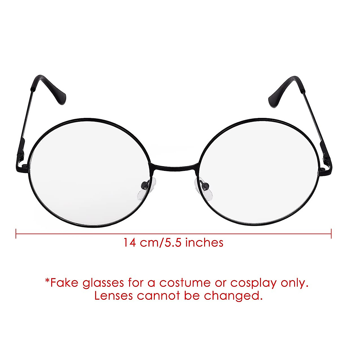 PLAY BLING Large 2" Metal Frame Round Glasses Set of 3 Clear Lens Glasses Lightweight Circle Eyeglasses for Women Men (Clear)