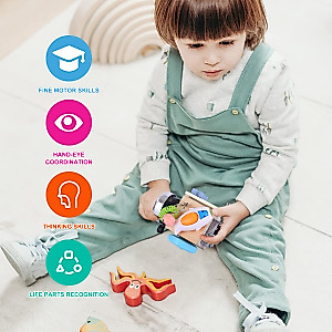 Toddler Travel Toys - Busy Cube for Toddler Travel Toys for Toddlers 1 2 3 Years Old Autism Sensory Toys Busy Activity Board Educational Learning Toys, Fidget Cube for Kids, 7 in 1 Activity Cube Set