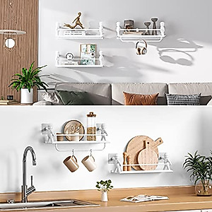 Shower Caddy Organizer Shelf Basket With Towel Rack,DUSASA No Drilling Traceless Adhesive Bathroom Shelf Storage Organizer for Bathroom,Lavatory,Washroom, Restroom,Shower,Toilet,Kitchen-2 Pack (White)