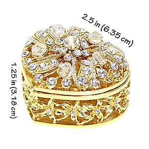 Wedding Unity Coins - Arras de Boda - Heart Shaped Box with Decorative Rhinestone Crystals 78 (Gold)