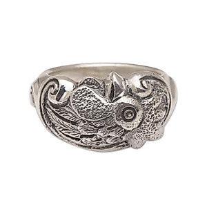 NOVICA Artisan Handmade Sterling Silver Band Ring Rooster from Indonesia Cocktail Animal Themed Bird [ring Front 0.5 in L x 0.9 in W x 0.2 in H Band Width 3 mm W] ' Ayam Jago'