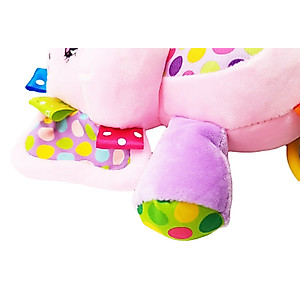 Zocita Baby Musical Stroller Toys Cute Animal Rattle Plush Crib Doll for Infant Toddler Kids (Pink Elephant)