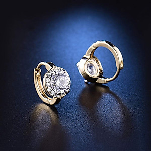 GULICX Fashion Jewelry Gold Tone Oval White Crystal Lovely Royal Gorgeous Hoop Earrings