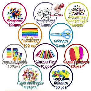 Olly Kids Arts and Crafts Supplies Set- 1000+ Pieces Giftable Craft Box for Kids: DIY Craft Supplies for Toddlers, School Project, and Homeschool