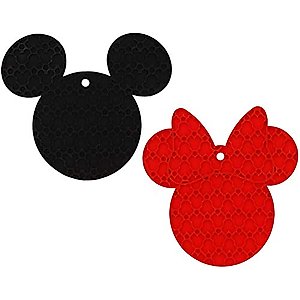 Disney Mickey and Minnie Mouse 100% Silicone Trivets, 2pk - Multipurpose Flexible Kitchen Tools that Serve as Pot Holders, Spoon Rest, Jar Opener, or Heat Resistant Hot Pads up to 500 degrees F