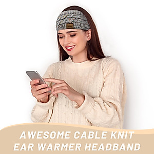 YSense Womens Ear Warmer Headband Cable Knit Winter Headbands Fleece Lined Ear Warmers Stocking Stuffers Gifts for Women