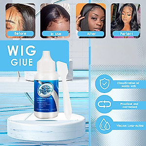 Lace Wig Glue, 1.3oz Invisible Waterproof Bold Hold Lace Wig Glue Waterproof for for Poly and Lace Hairpiece, Wig, Toupee Systems(1 Bottle)