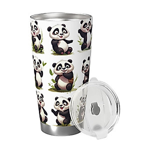 Panda Tumbler - with Lid 20 oz Stainless Steel Vacuum Cup for Coffee, Water, and Travel - Leakproof for Home, Office, and School