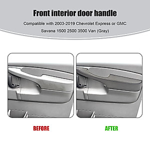 3mirrors Interior Door Pull Handle Front Driver & Passenger Side Armrest Handle Compatible with 2003-2019 Chevrolet Express or GMC Savana 1500 2500 3500 Van (Gray)