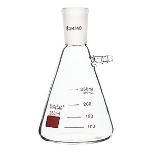 stonylab Filtering Flask with 24/40 Standard Taper Outer Joint, Heavy Wall Borosilicate Glass Filter Flask, Bolt Neck with Tubulation, 250 ml