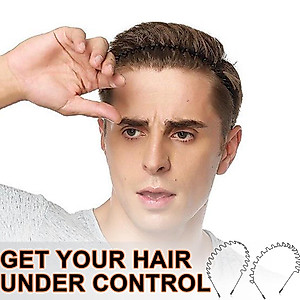 COSHONWOL 4 Pack Metal Headbands for Women Men, Fashion Unisex Black Hairband Spring Wave Sports Headwear Hair Hoop Hair Accessories