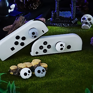 Halloween Thumb Grip Caps for Nintendo Switch Joy-Con, Cute Silicone Joystick Cap Covers Accessories Compatible with Nintendo Switch/OLED/Lite Joycon, 4PCS Skull