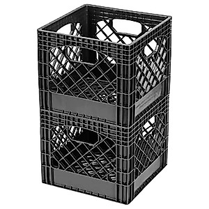 Juggernaut Storage 11" x 13" x 13" Black Milk Crate (Pack of 2)