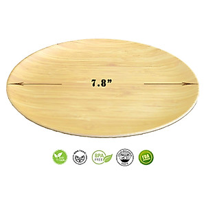 1 Click Bamboo Fiber Salad/Dessert Plates, Set of, Reusable, Durable, Bamboo Tableware for Events/Home/Picnic/Party, Dishwasher safe, for Adults and Kids