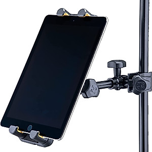 Hercules DG307B Adaptive Series 2-in-1 Smartphone/ Tablet Holder, 6.1” to 13”, Attaches to Desk, Round & Square Tubes, w/ a Lumintrail Cleaning Cloth