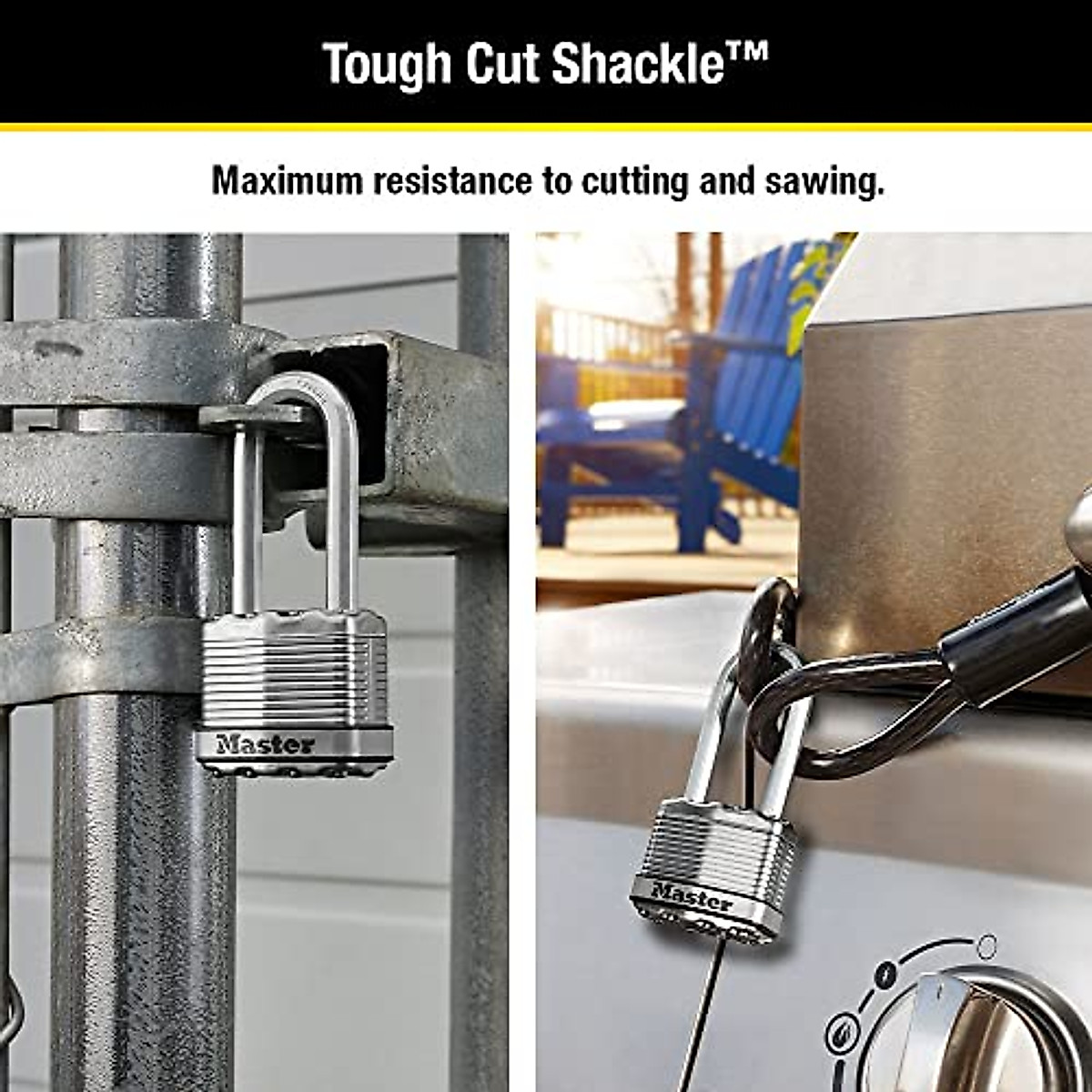 Master Lock M1XTRILH Magnum Heavy Duty Padlock with Key, 3 Pack Keyed-Alike,Silver