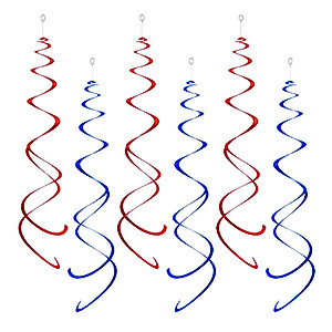 AimtoHome Party Swirl Decorations, Red and Blue Foil Ceiling Hanging Swirl Decoration, Whirls Decorations for Birthday | Wedding | Anniversary | Graduation Party Supplies, Pack of 20