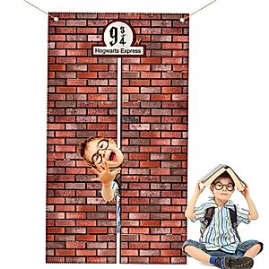 Brick Wall Backdrop,Platform 9 and 3/4 King's Cross, Photo Booth Props Brick Wall Background, Suitable for Outdoor and Indoor use, Fan Love, Birthday Gifts, Party Supplies.