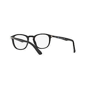 Persol PO3143V Rectangular Prescription Eyewear Frames, Black/Demo Lens, 49 mm