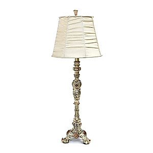 Elegant Designs LT3301-CRM Antique Style Buffet Table Lamp with Cream Ruched Shade