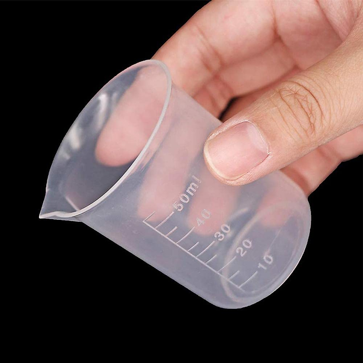 weeee Clear Plastic Graduated Measuring Beaker Capacity Transparent Kitchen Laboratory Plastic Graduated Volumetric Beaker Container Measuring Cup Tool, 50ml