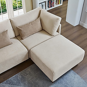 143'' U-Shaped Fabric Modular Sectional Sofa with 2 Removable Ottoman and 4 Pillows