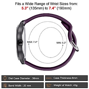 SUDESMO Women's Nurse Watch - Waterproof, Easy to Read with Second Hand, Silicone Band, Luminous - Black, Purple