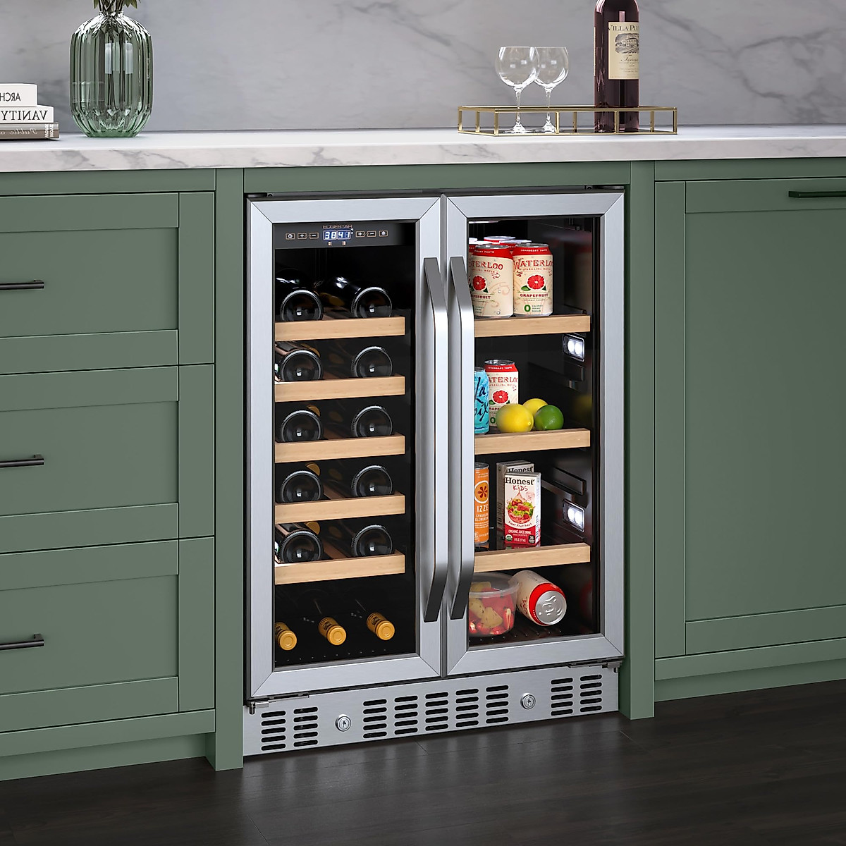 EdgeStar CWB1760FD 24 Inch Built-In Wine and Beverage Cooler with French Doors