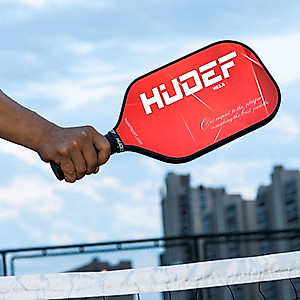 HUDEF HB 2.0 Blue+Red Pickleball Paddles, Lightweight Graphite Carbon Fiber Face Racquet Rackets Elongated Racket,Honeycomb Core,Cushion Comfort Grip USAPA Approved